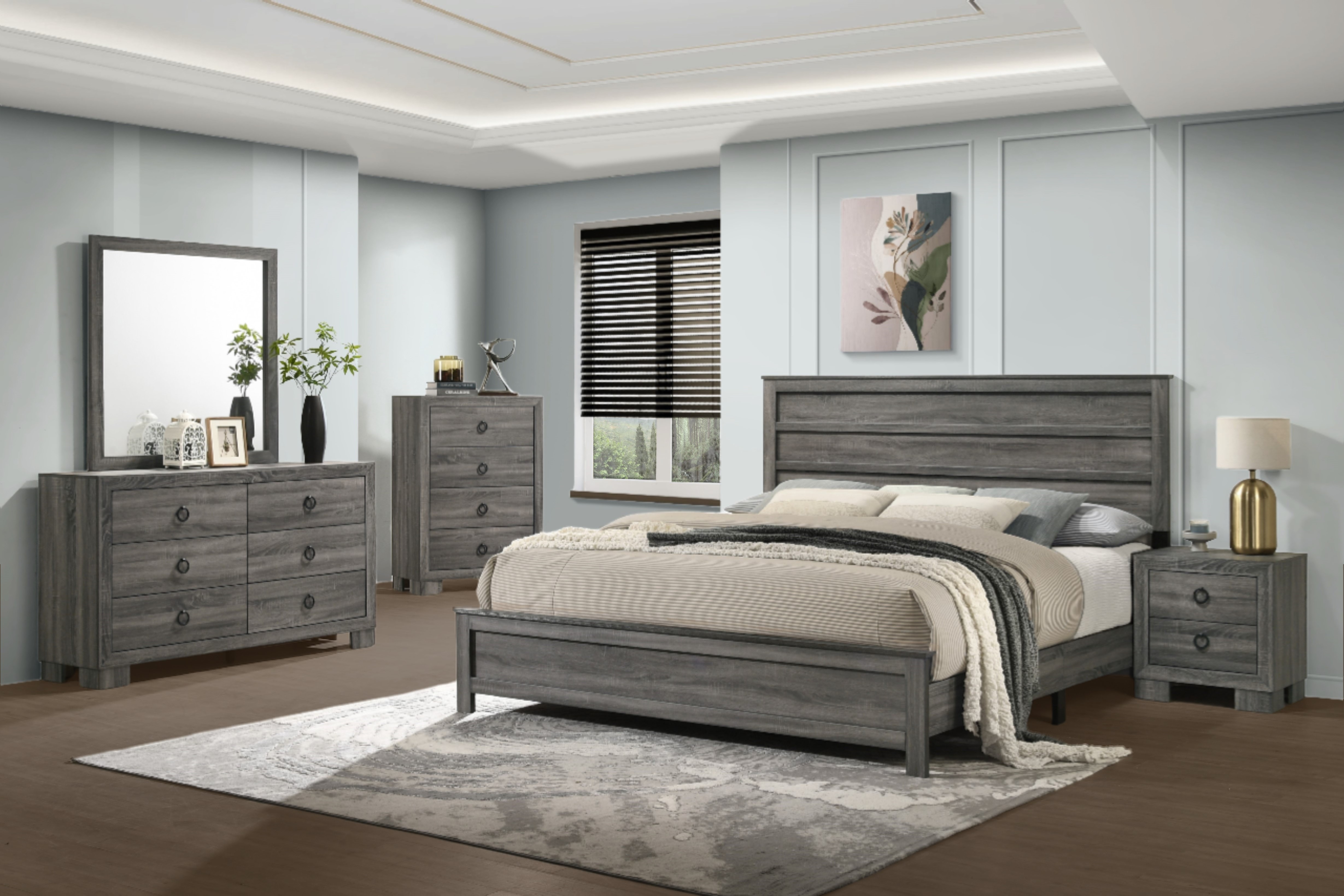 Hugo Queen Bed Dresser Mirror Nightstand Chest